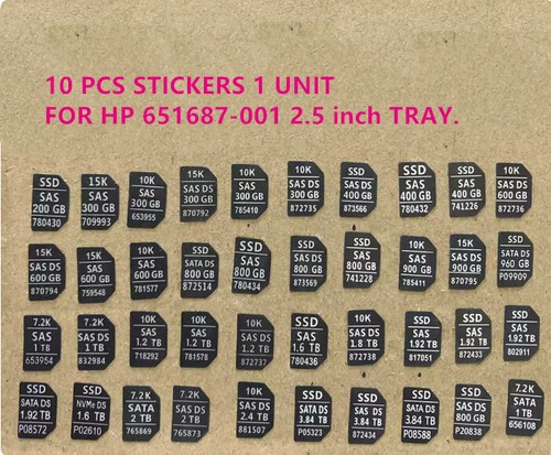 20PCS Capacity sticker For HP 651687-001 2.5 hard disk tray/caddy | eBay