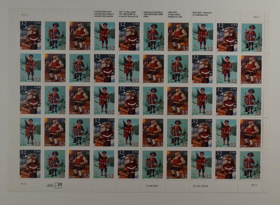 US SCOTT 3004 - 07 SANTA AND CHILDREN PANE OF 50 STAMPS 32 CENT FACE ...