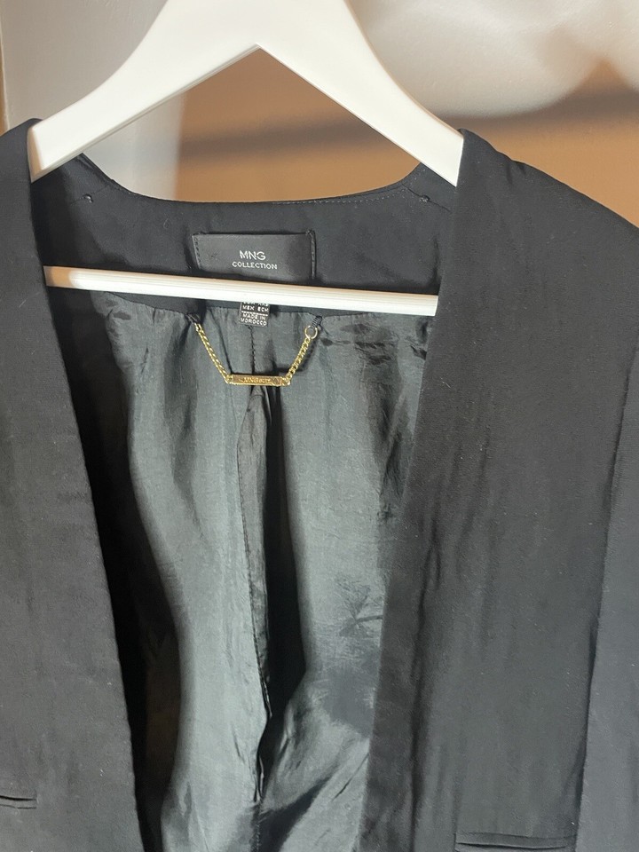 MNG COLLECTION Women’s XXS Open Front Cropped Blazer Jacket Black ...