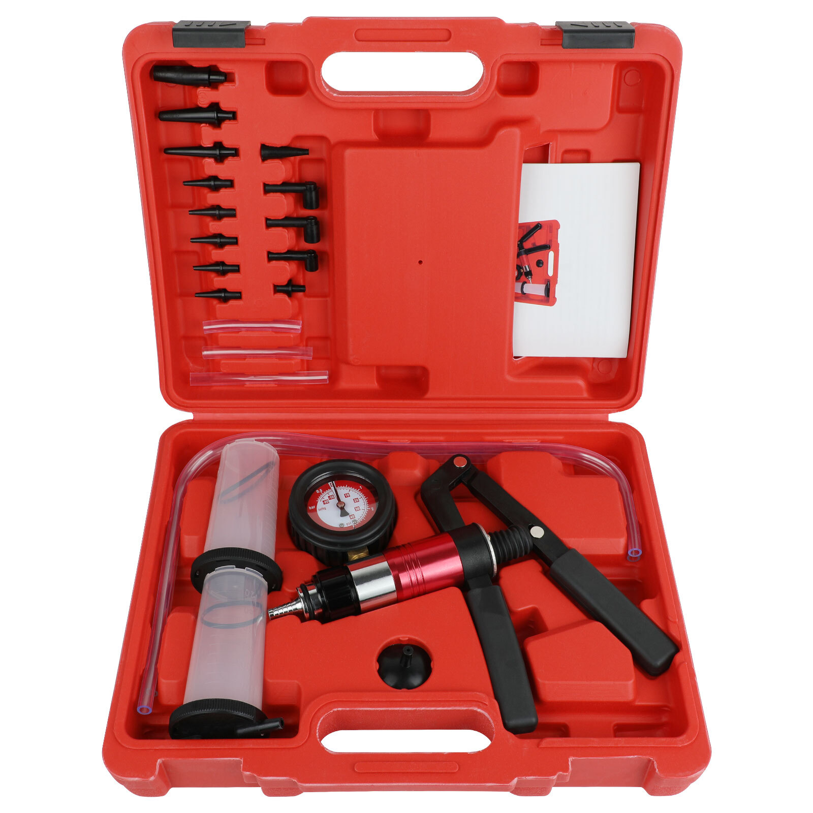 21Pcs Hand Held Vacuum and Pressure Pump Tester Tool Brake Bleeder Kit ...