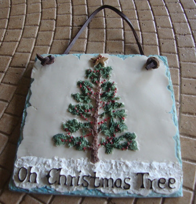 Xmas Polyresin Square Oh Christmas Tree Wall Hanging Plaque Sign Bed ...