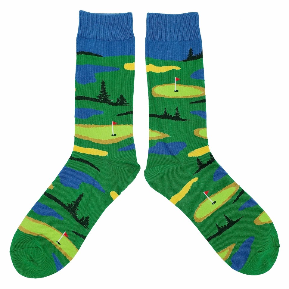 NWT Golf Green Dress Socks Novelty Men 8-12 Multicolor Fun Sockfly | eBay