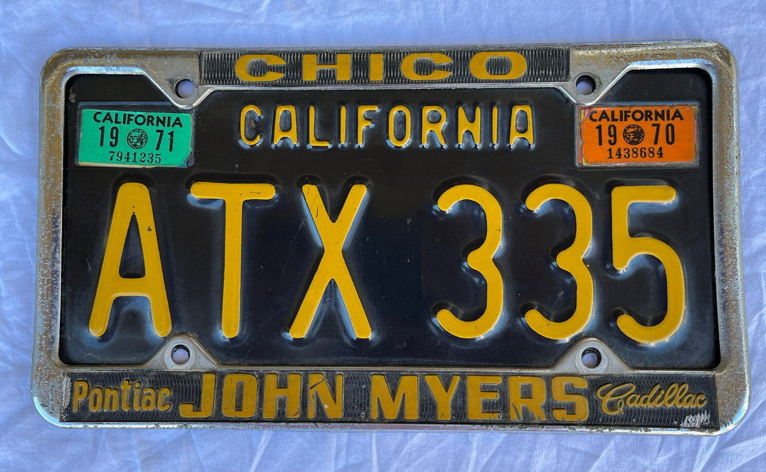 1963 California Black/Yellow Vehicle License Plate ONLY ATX 335 1971/72 ...