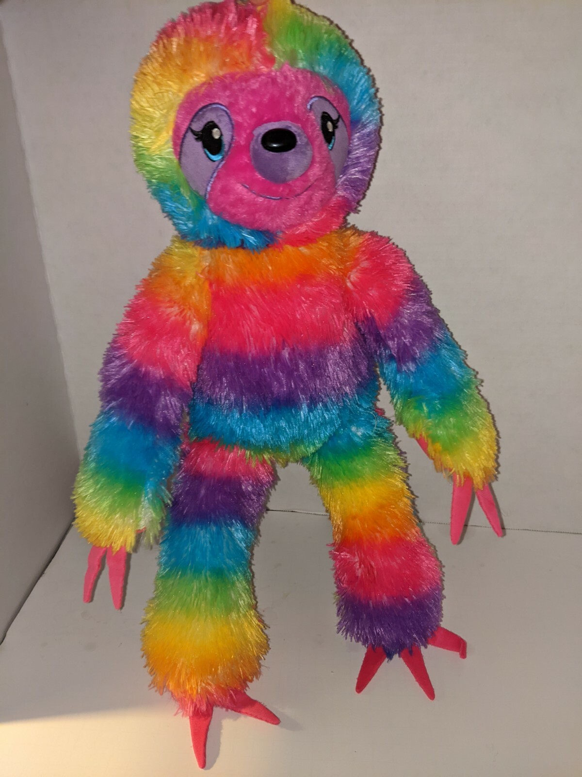 2018 BAB Build A Bear Rainbow Sloth Plush 18" Tie Dye Vel-Cro Paws ...