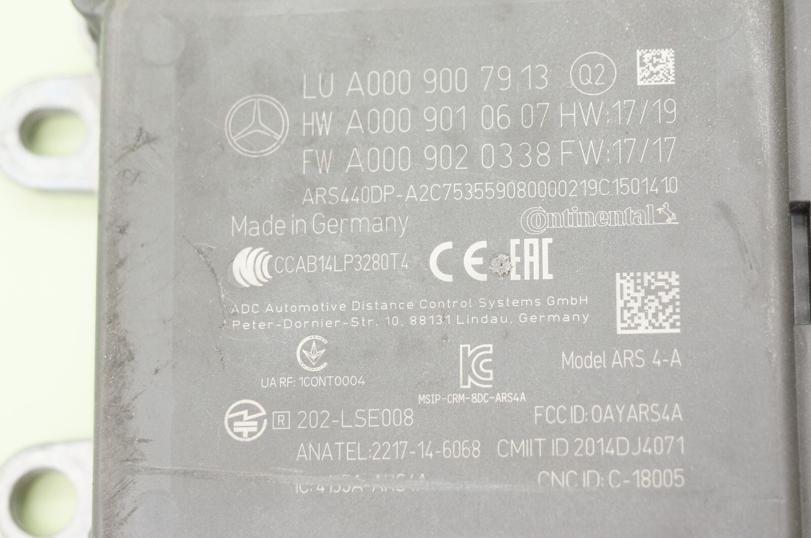 Mercedes-Benz C-Class W205 Adapative Cruise Control Radar Sensor A000 ...