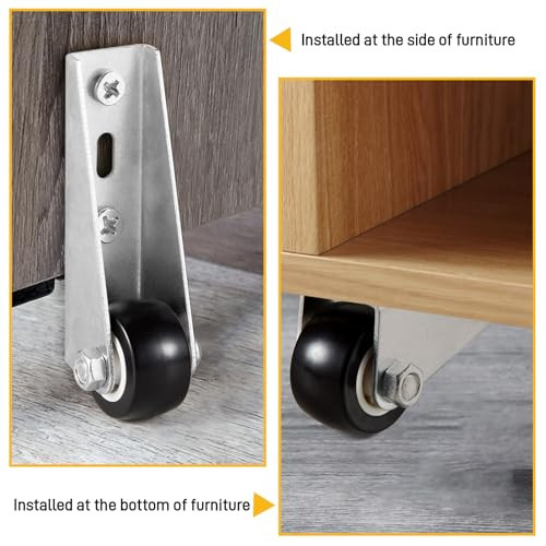 0.9-inch 2PCS Quiet Rubber Caster Wheels, Rolling Casters with Vertical ...