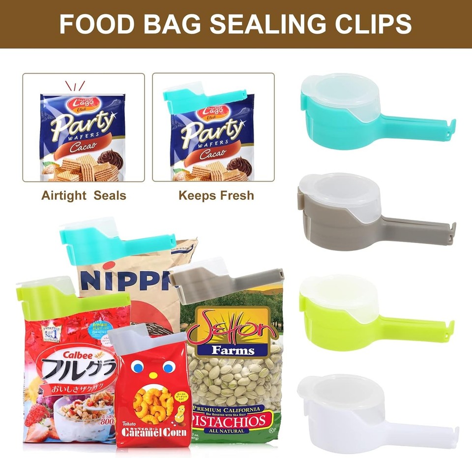 Bag Clips Food Storage Sealing Clips W/ Pour Spouts Food Sealing ...