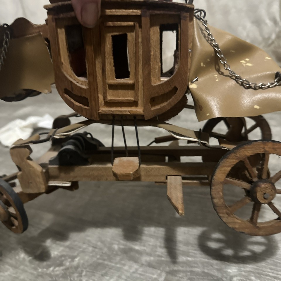 vintage stagecoach Handmade Western Wood Leather Realistic | eBay