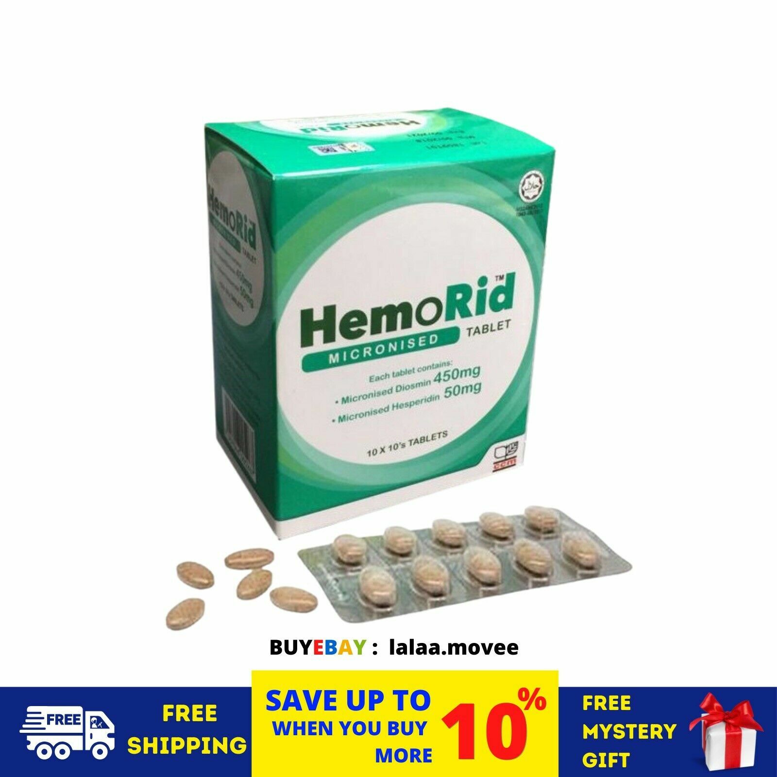 HEMORID Micronized Tablet 100 Tablets Treatment of Hemorrhoids/Piles | eBay