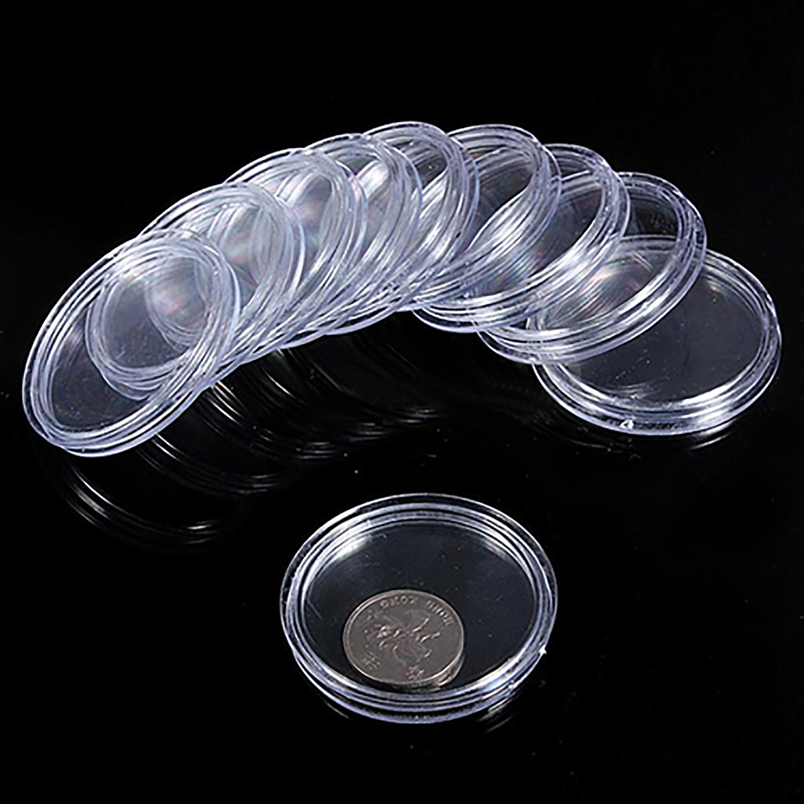 10pcs Coin Box Clear Easy to Open Transparent Coin Capsule Container ...