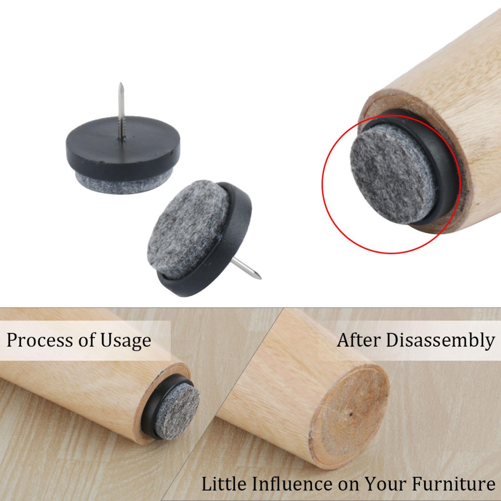 Table Chair Leg Felt Nail-on Slider Glide Pads Floor Protector 28mm Dia ...