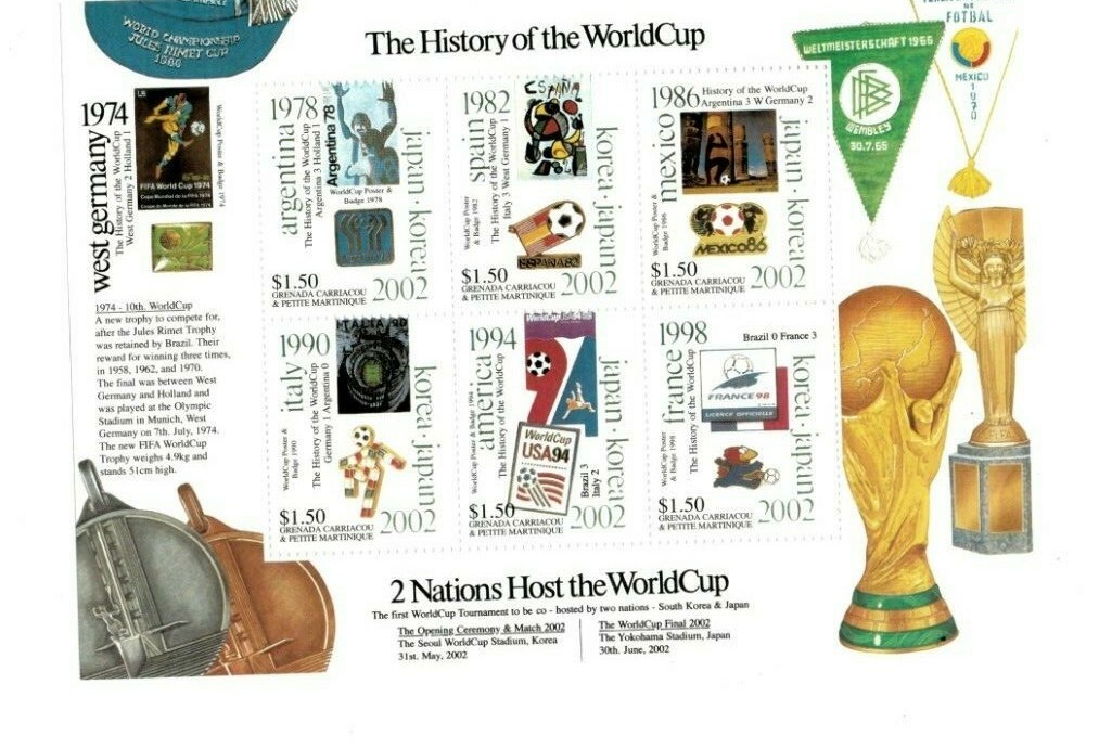 Grenadines 2001 - World Cup Soccer History - Sheet of 6 Stamps Scott ...