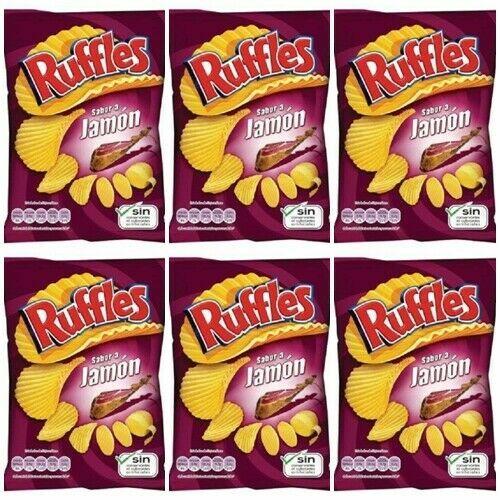 6 X 150 g /- RUFFLES / LAYS POTATO CRISPS - SPANISH SERRANO HAM TASTE ...