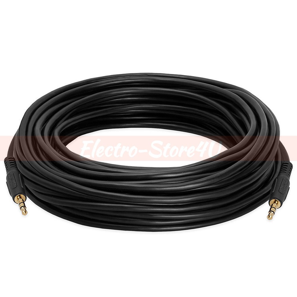 3.5mm Male to Male Cable 3ft 6ft 12ft 25ft 50ft 100ft Lot Stereo Audio ...
