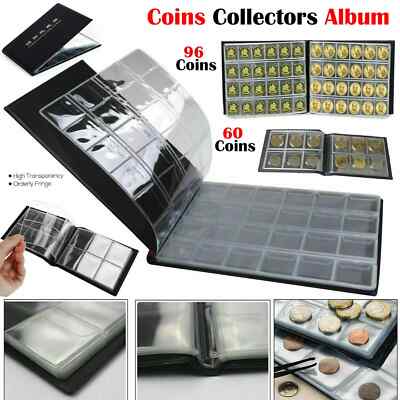 Coin Book Collection Album 60-96 Coins Penny Money Storage Case Holder ...