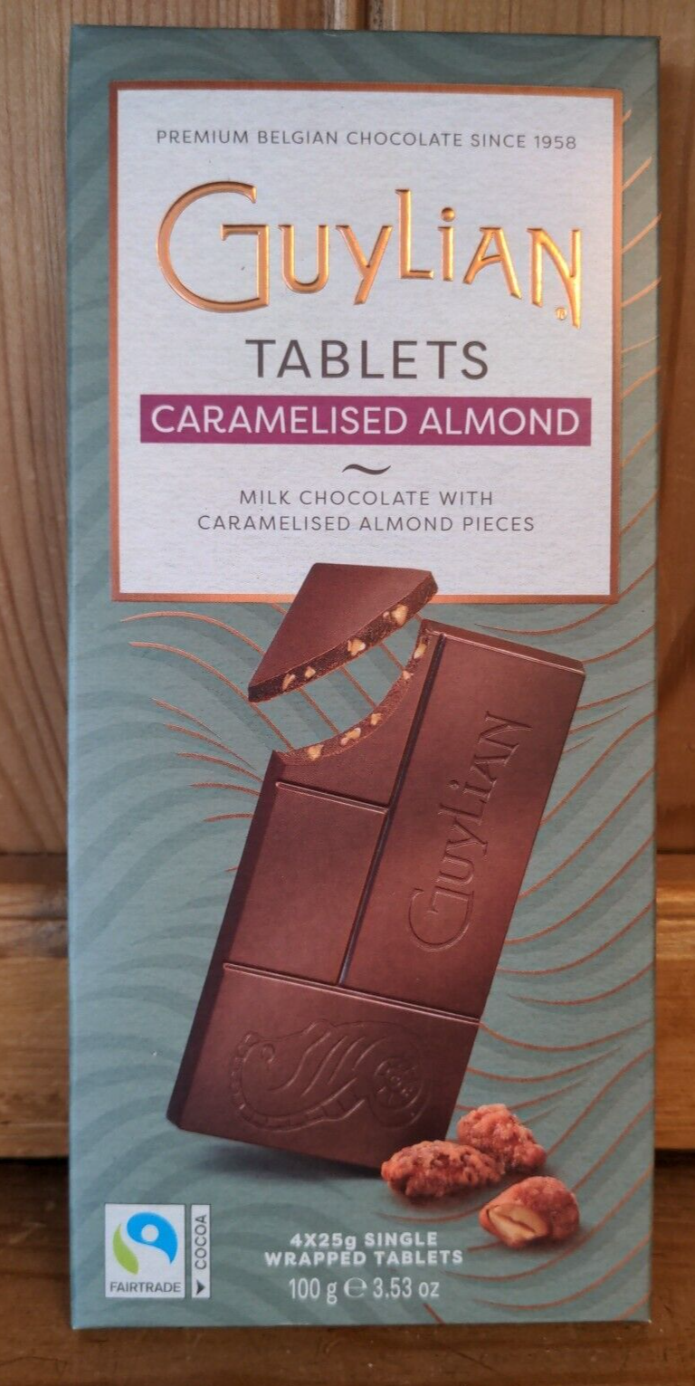 FAIRTRADE 1 X GUYLIAN CARAMELISED ALMOND SINGLE WRAP TABLETS 4 X 25G ...