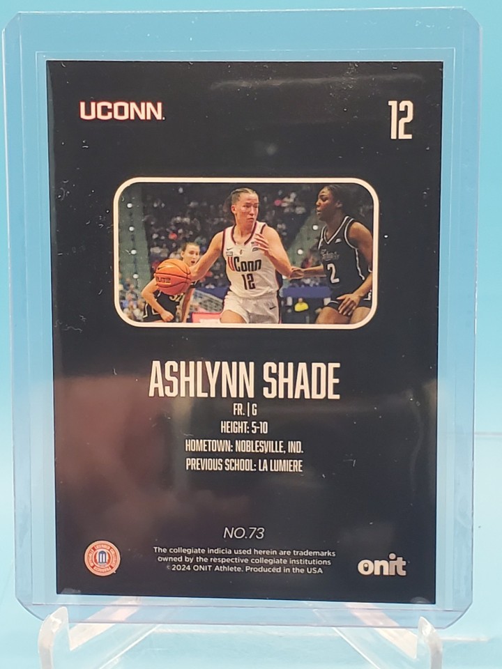 2024 Onit Athlete UCONN Women's Basketball ASHLYNN SHADE #73 BLACKOUT ...