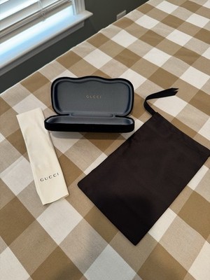 Gucci Black Eye Glasses Case Made in Italy with Silk Bag and Cloth | eBay
