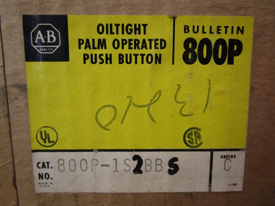 New Allen-Bradley 800P-1S1BB Oiltight Palm Operated Push Button Series ...