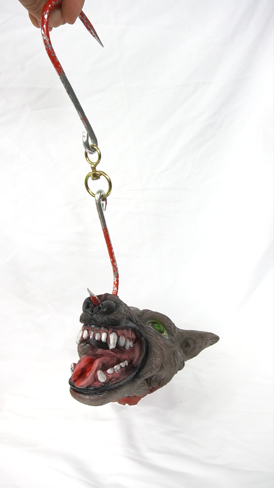 Life Size Halloween Props Realistic Wolf Head Hanging on REAL METAL ...