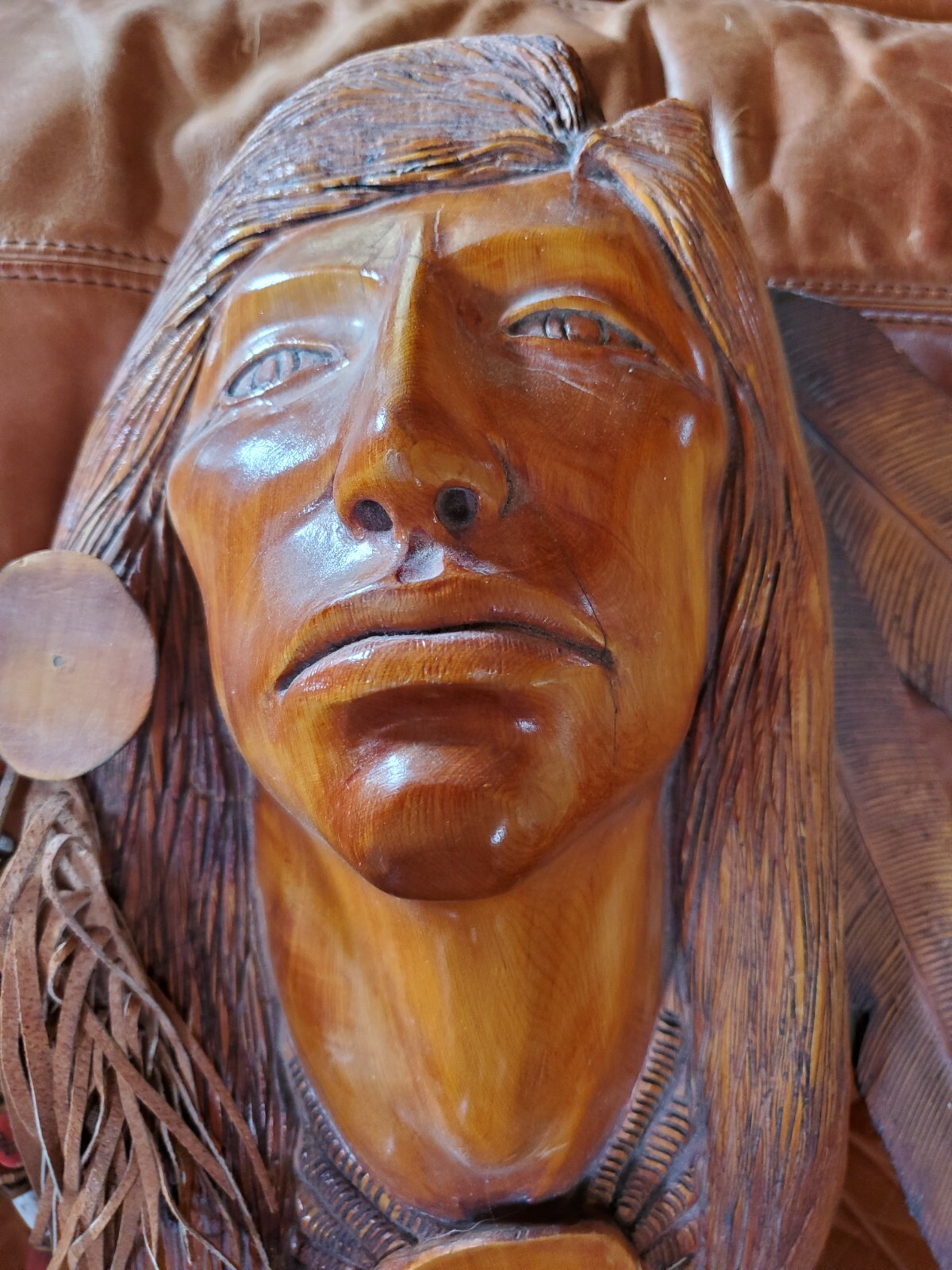 1989 HAND CARVED WOOD INDIAN Native American By Dan Gerber - Stunning ...