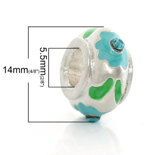 Flower Pattern with Crystals Charm European Bead Compatible for Most European S | eBay