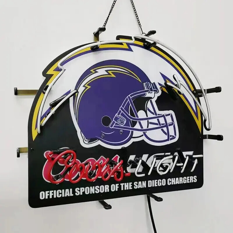 20"x16" Los Angels Chargers Helmet Light Beer Neon Sign Lamp With HD ...