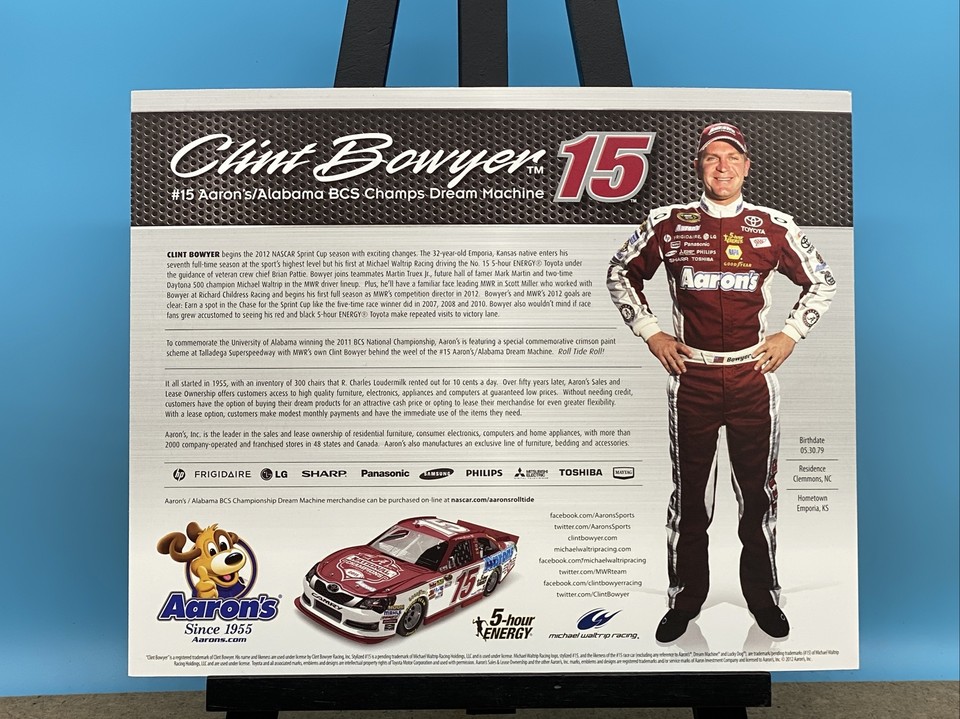(6) Clint Bowyer Alabama 2011 BCS National Champions Aaron’s PostCard ...