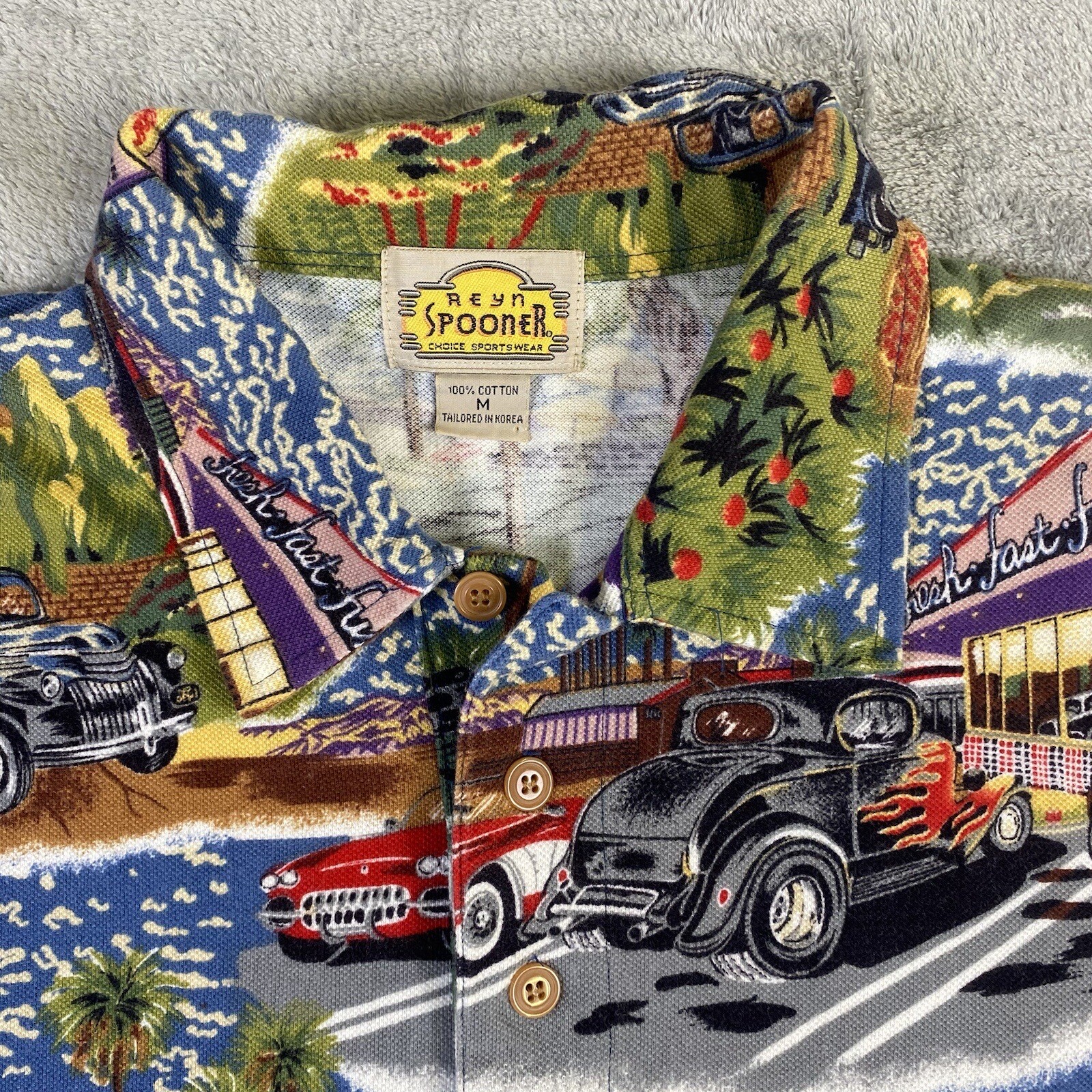 RARE Vintage Reyn Spooner Hollywood Hot Rod Diner Pul… - Gem