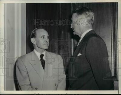 1954 Press Photo John McClellan, Stuart Symington at Senate Secretary ...