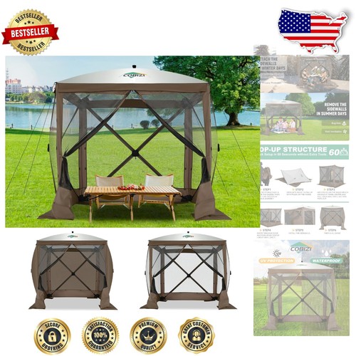 Durable 6x6 Pop-up Screen Tent - Waterproof Outdoor Canopy with 5- | eBay