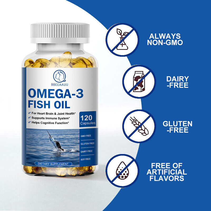 120 Pills Omega 3 Fish Oil Capsules 3x Strength EPA & DHA Highest ...