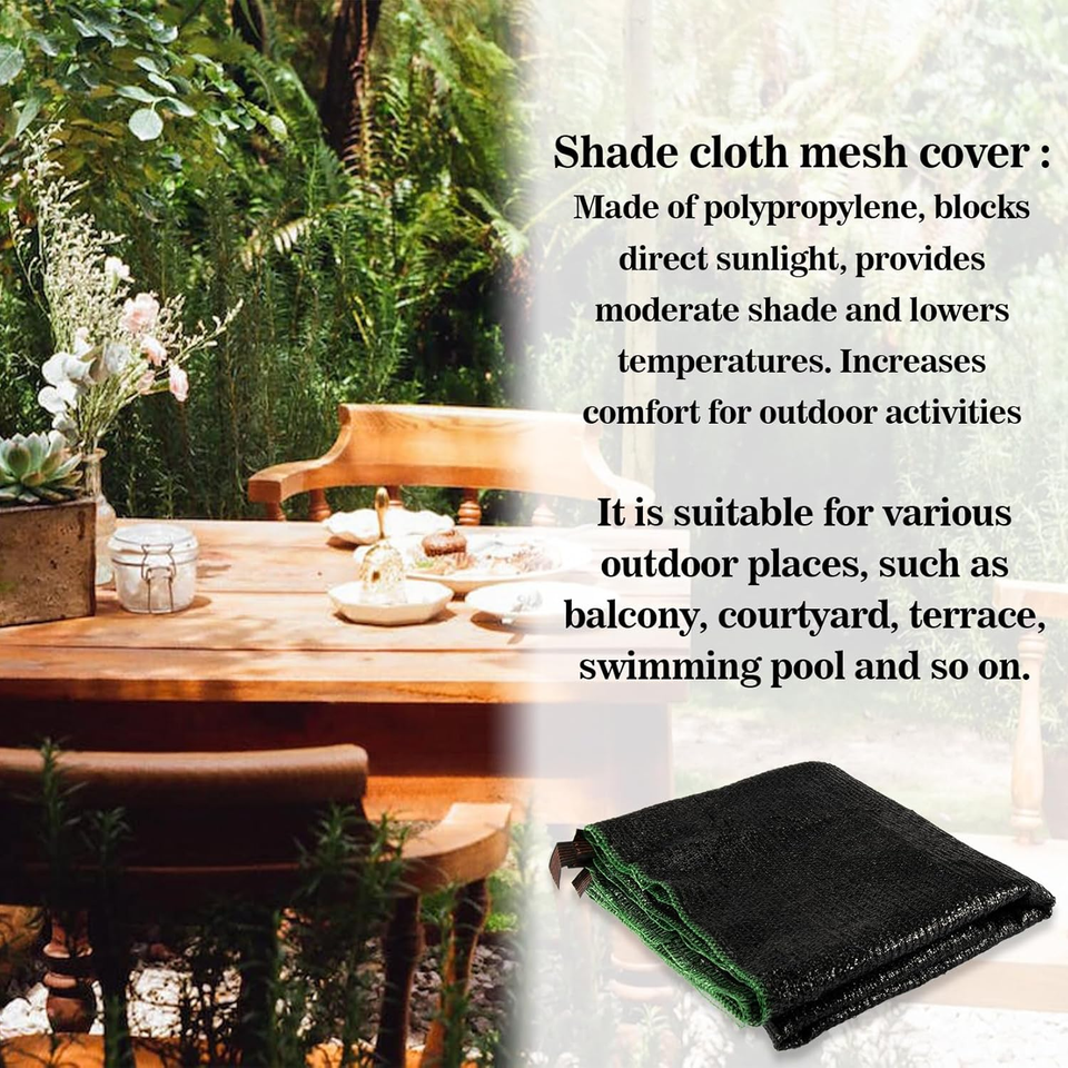 Sun Shade Cloth - 60% Sunblock Mesh Tarp (118 in X 78 In, Black) for ...