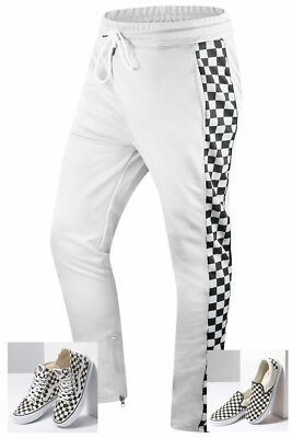 Checkered Track Pants Printed Tape Colorblock Premium Slim fit three ...