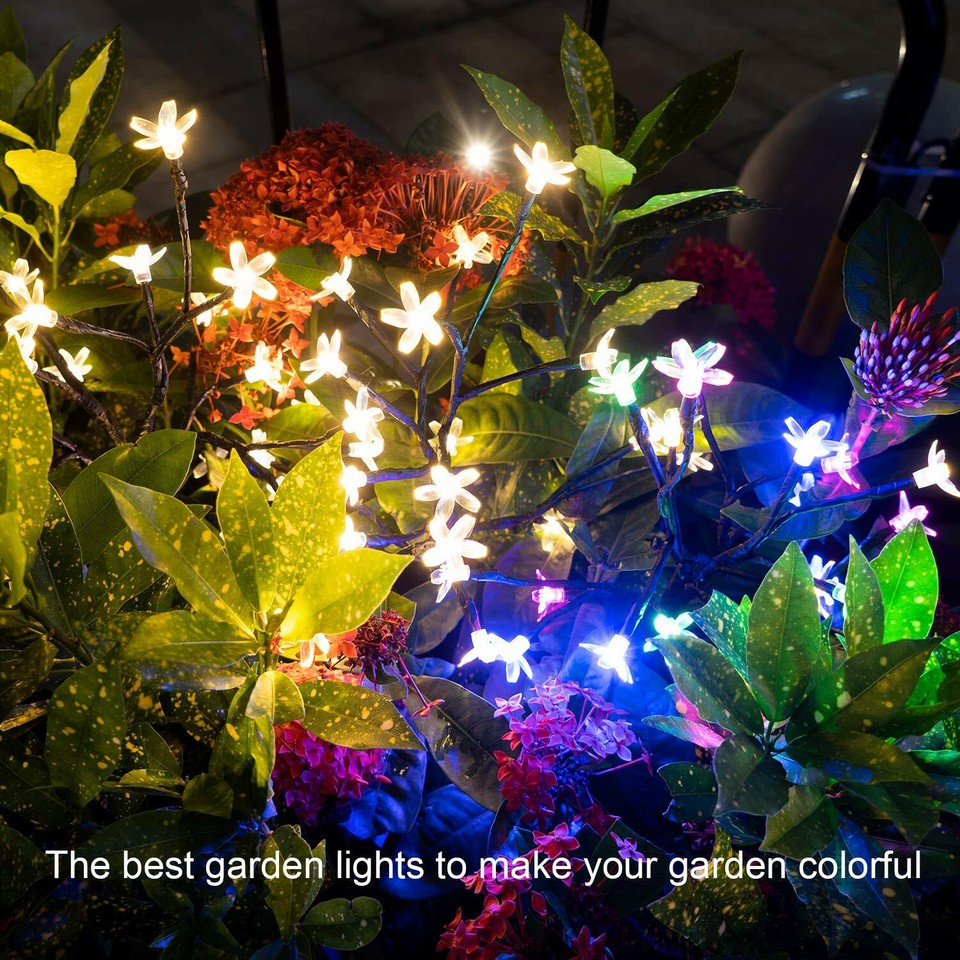LED Solar Branch Flower Bloom Tree Stake Lights Outdoor Garden Patio ...