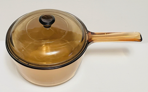 Vision Corning Amber Glass Cookware 1.5 L Pot Saucepan & PYREX Lid V 1. ...