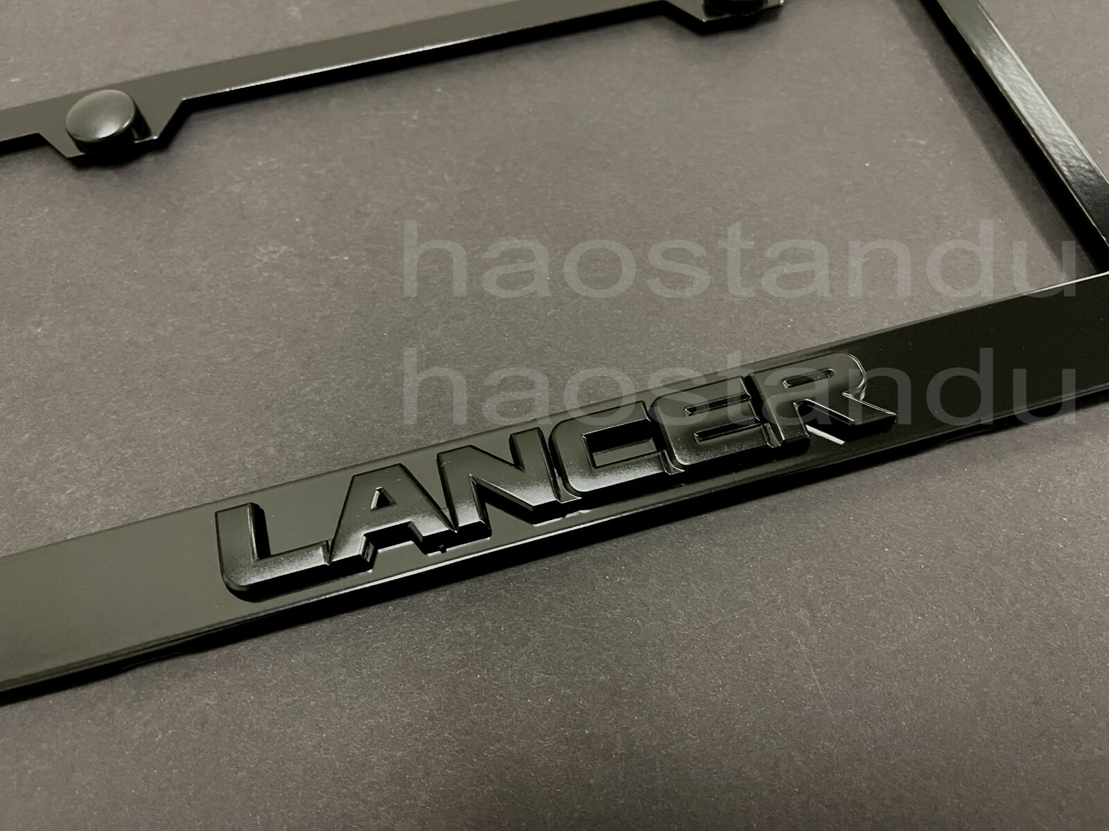 1x Black "Lancer" 3D Emblem Badge BLACK Stainless License Plate Frame ...