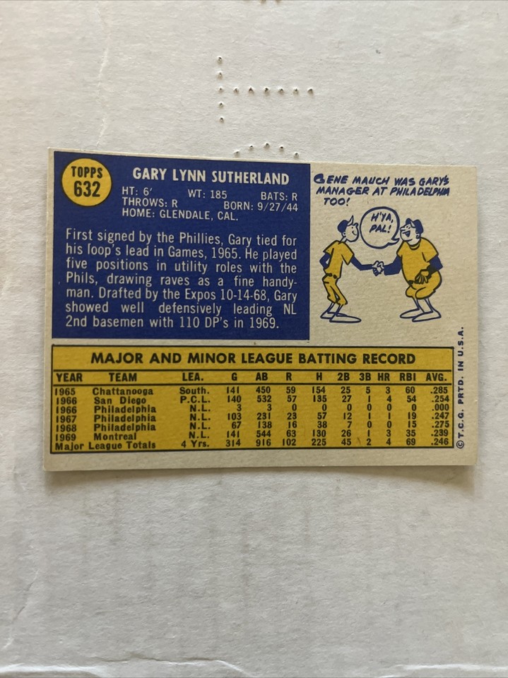 1970 Gary Sutherland Toronto Expos Topps Baseball Card #632 | eBay
