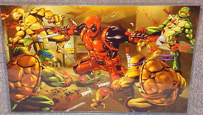 Deadpool vs The TMNT Glossy Art Print 11 x 17 In Hard Plastic Sleeve | eBay