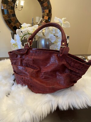 Donna Dixon Burgundy Croc Genuine Leather Satchel Purse Shoulder Bag ...