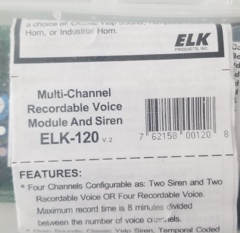 ELK 4 CHANNEL RECORDABLE VOICE MODULE AND SIREN ELK-120 762158001208| eBay