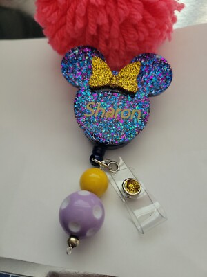 Mickey Mouse Sharon name, Inspired Big Ears ID Badge Holder Retractable ...