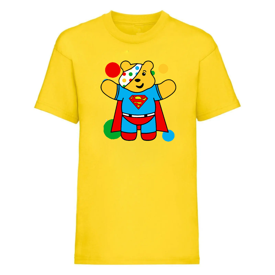 NewKids Men Women Spotty Superman Pudsey Bear T-Shirt Charity Children ...