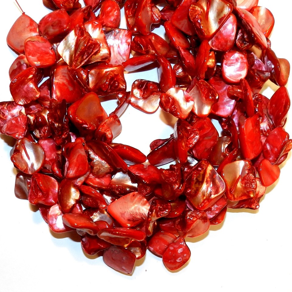 MP1122 Red Diamond Nugget 12mm - 22mm Mother of Pearl Gemstone Shell ...