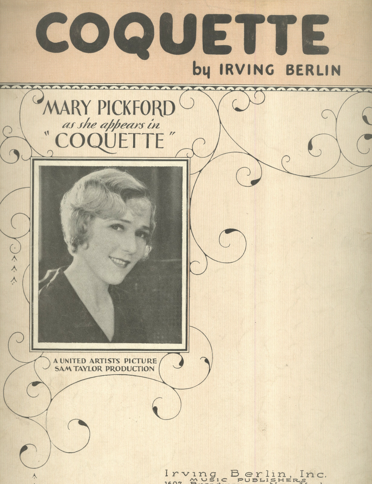COQUETTE Sheet Music "Coquette" Mary Pickford | eBay
