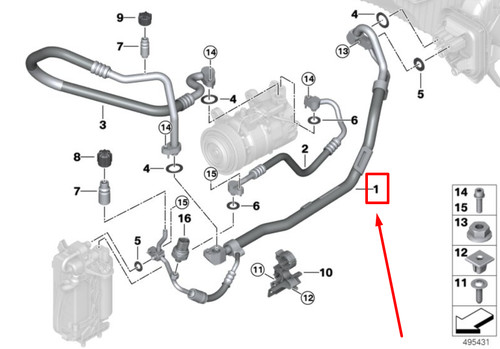 NEW BMW 3 G20 DOUBLE PIPE REFRIGERANT LINE 64539395469 9395469 ORIGINAL ...
