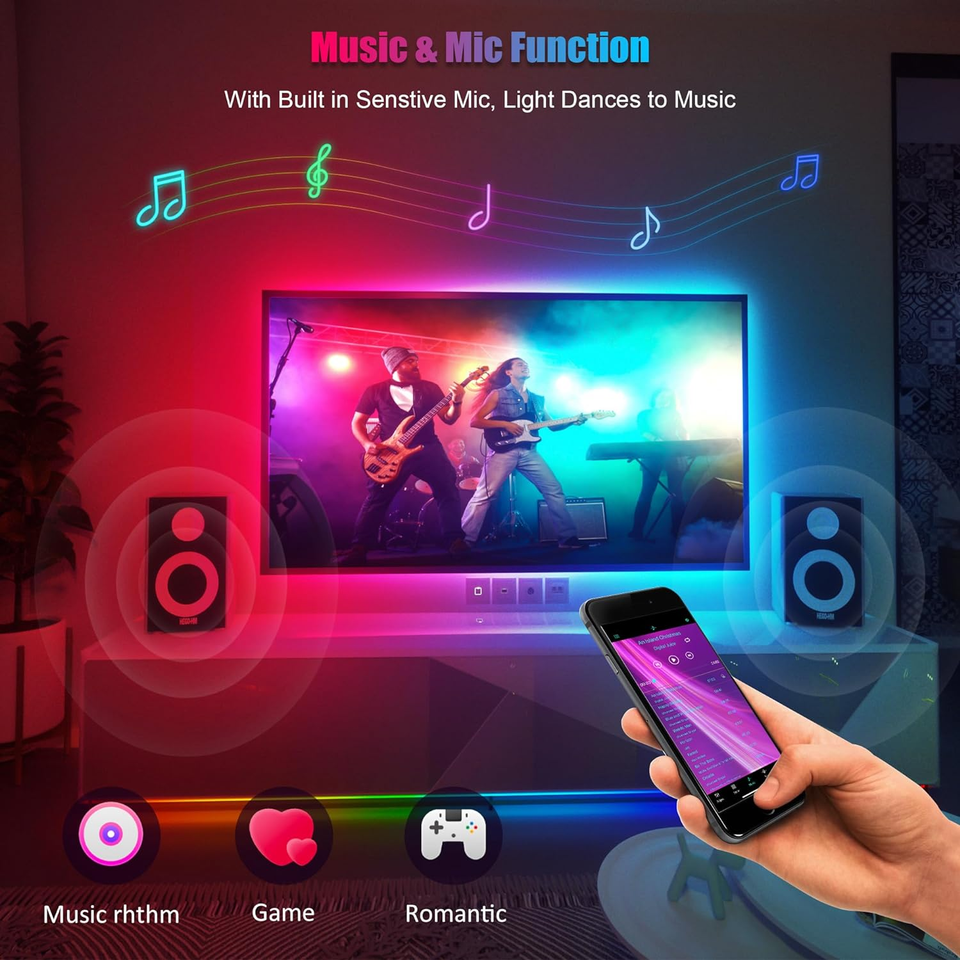 LED Lights for TV 40-60 Inch, 10FT ICRGB TV LED Backlight Kit with ...