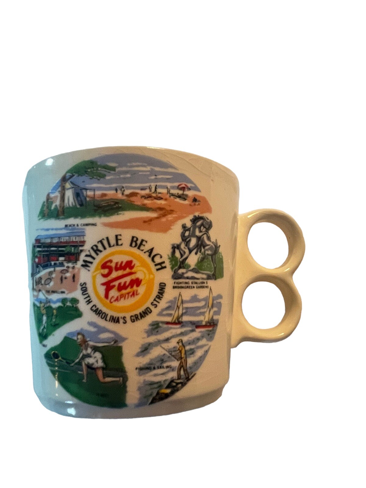 MCP USA Vintage Myrtle Beach SC Mug Mid Century Graphic Double Loop ...