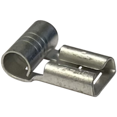 (100) Non-Insulated Flag Terminal 12-10 Gauge 1/4" .250 Tab Wire ...