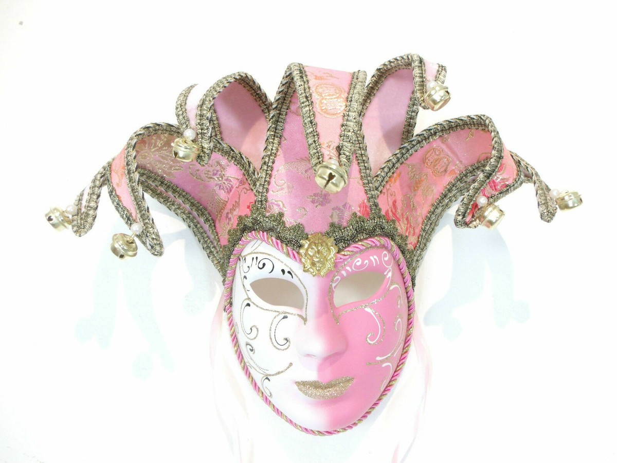 Pink Party Mask For Women Venetian Purple Side Mesh Flower Gold